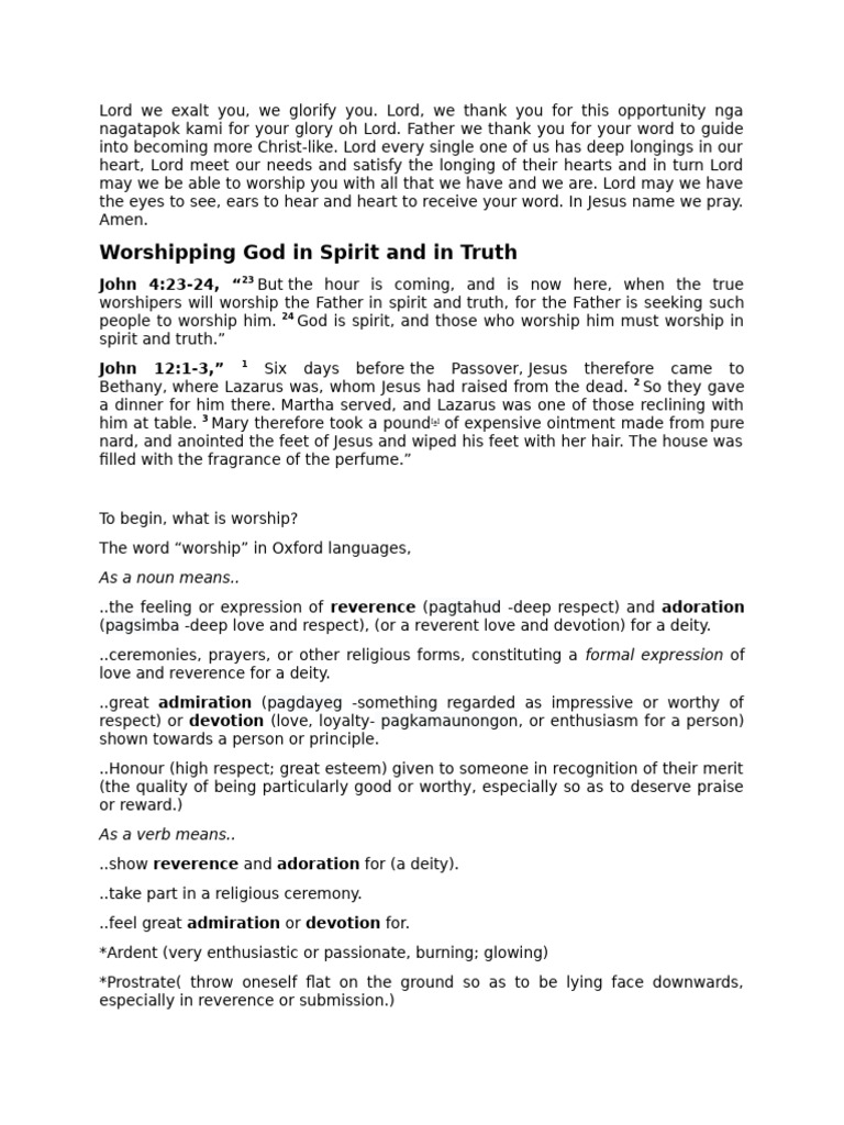 Worshipping God in Spirit and in Truth 2 | PDF | Sacrifice | Jesus