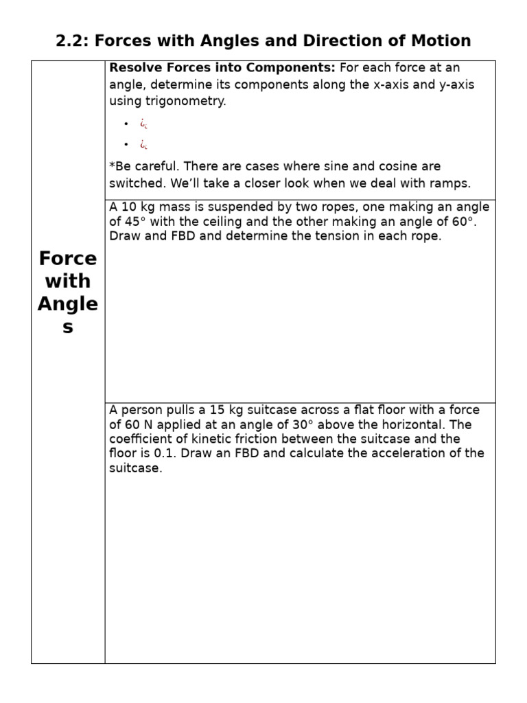 Forces Guided Notes - 2.2 | PDF | Force | Tension (Physics)