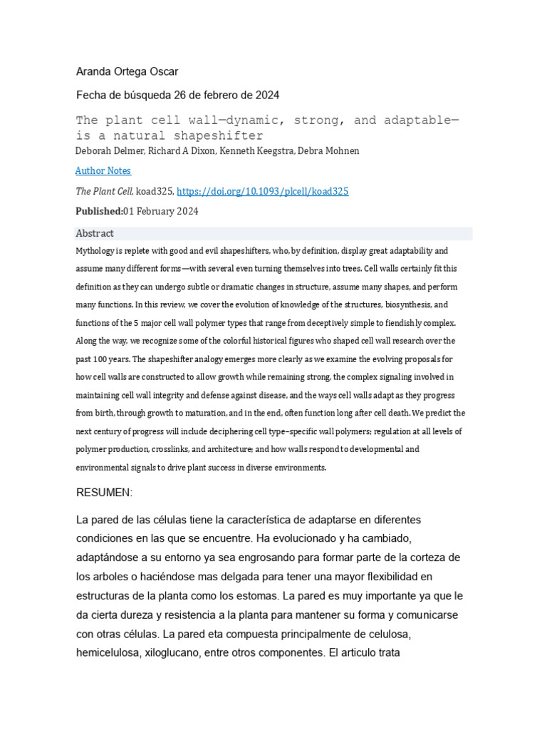Aranda Ortega PlantCell | PDF
