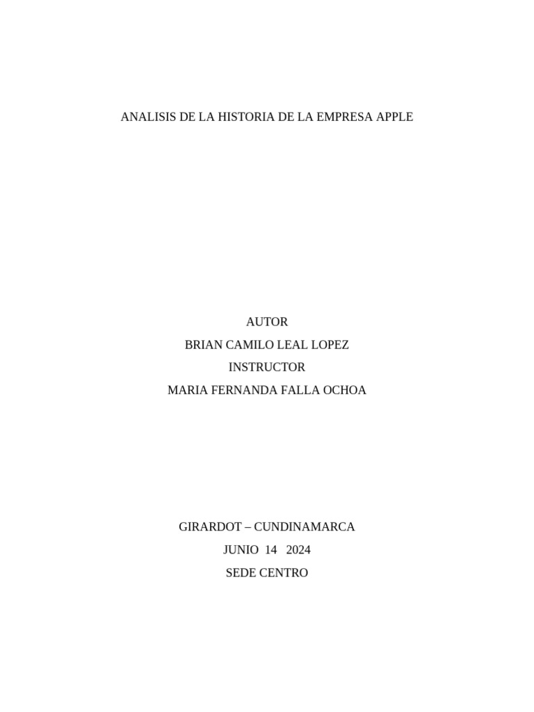 Analisis de La Historia de La Empresa Apple 2 | PDF | Apple Inc. | Yo ...
