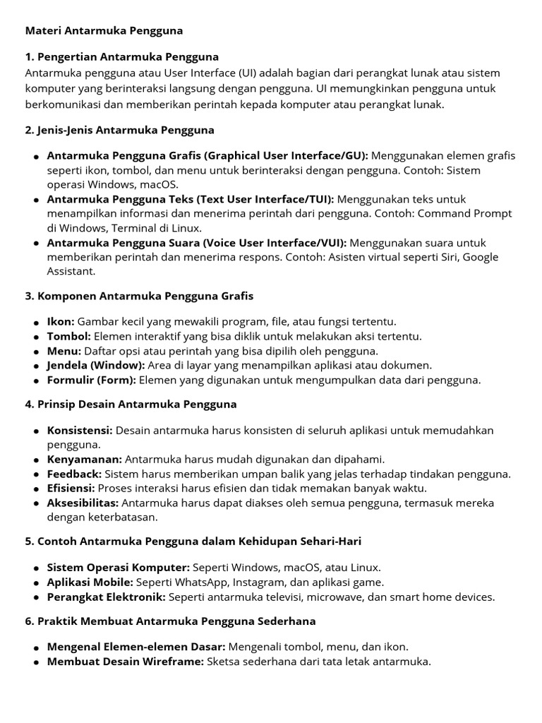 Tentu, Berikut Adalah Materi Tentang Antarmuka Pengguna (User Interface) Untuk Kelas 7 ...