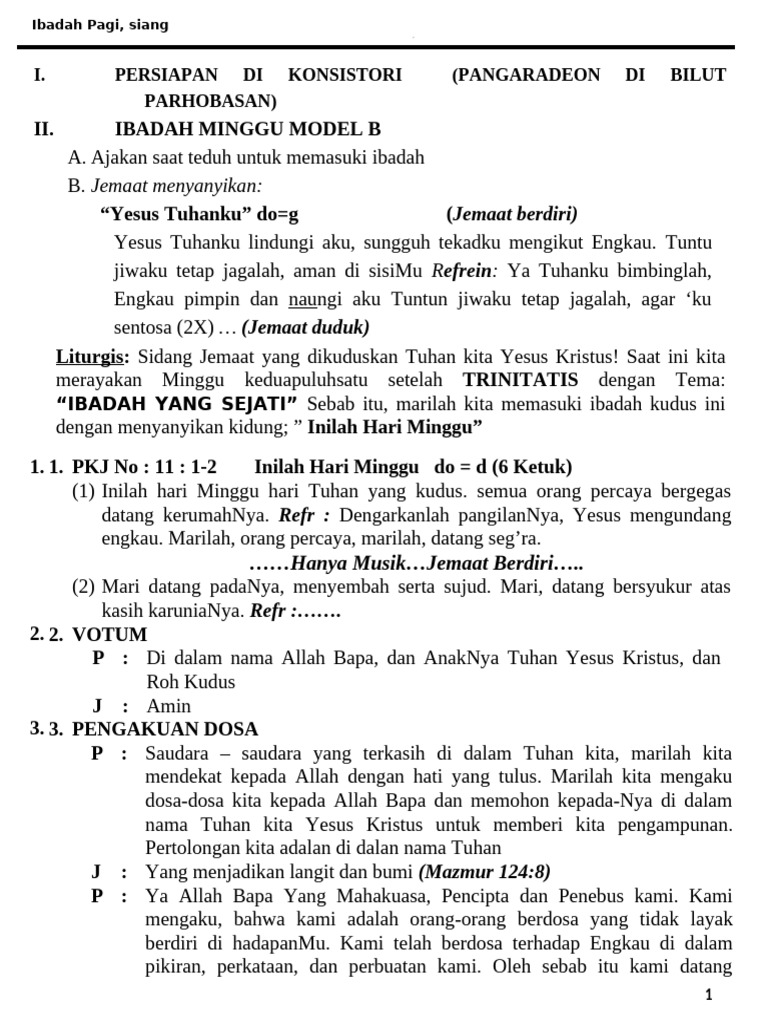 Acara Minggu, 20 Oktober 2024 (Pagi Dan Siang) XXI SET - TRINITATIS | PDF