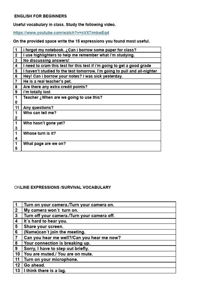 SURVIVAL VOCABULARY (1).docx | PDF