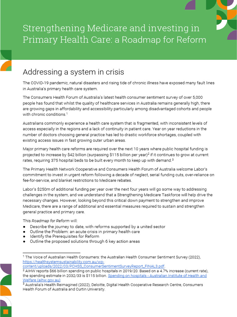 Medicare Reform Roadmap for Australia | PDF | Health Care | Medicare ...