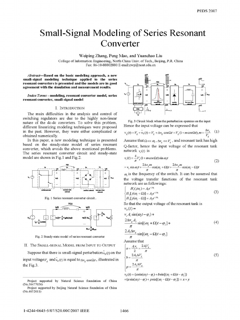 Small-Signal Modeling of Series Resonant Converter | PDF | Resonance | Physical Quantities