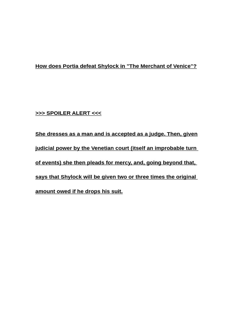 portia | PDF | The Merchant Of Venice | Shylock