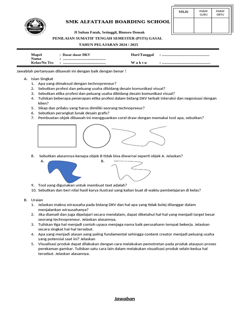 Template Soal PTS | PDF | Bisnis | Komputer