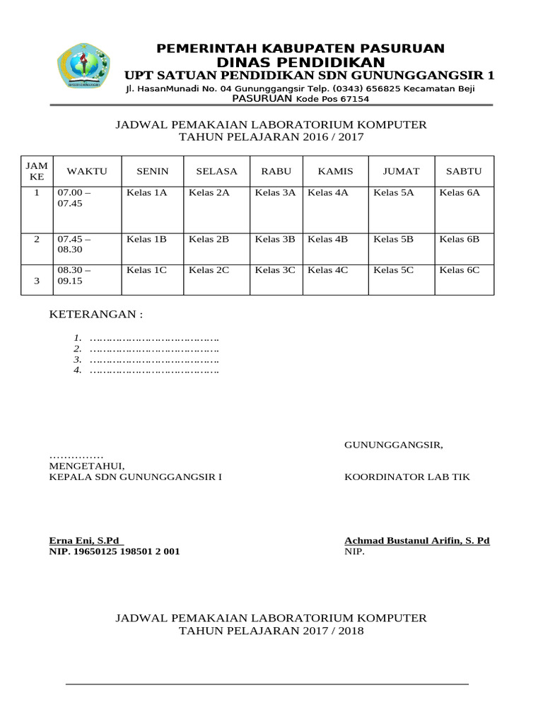 04 Format Jadwal Praktikum Lab Kom | PDF