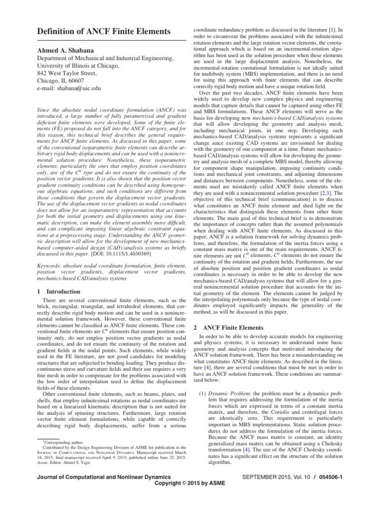 281-Definition of ANCF Finite Elements | PDF | Finite Element Method | Gradient
