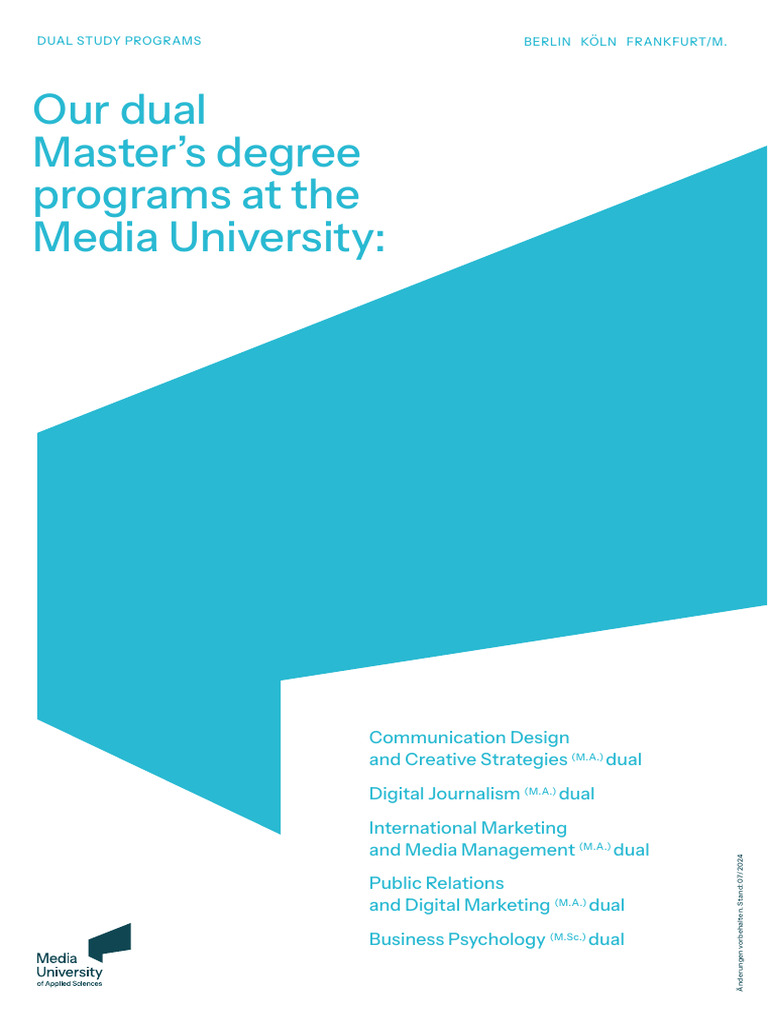 Media University Germany - Master Programs Dual - All | PDF | Public ...