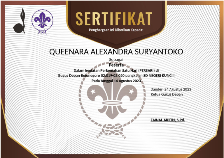 Sertifikat Peserta PERSARI 2023 | PDF