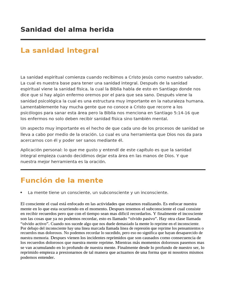 Sanidad Integral en Cristo | PDF | Oración | Amor