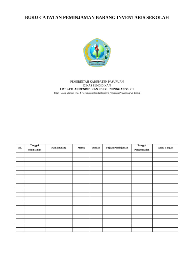 buku-catatan-peminjaman-barang-inventaris-sekolah | PDF