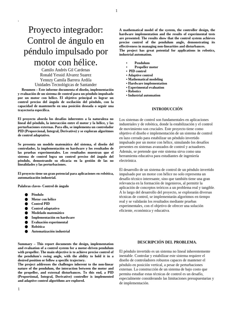 Proyecto Integrador Pid Ing Electronica | PDF | Arduino | Sistema