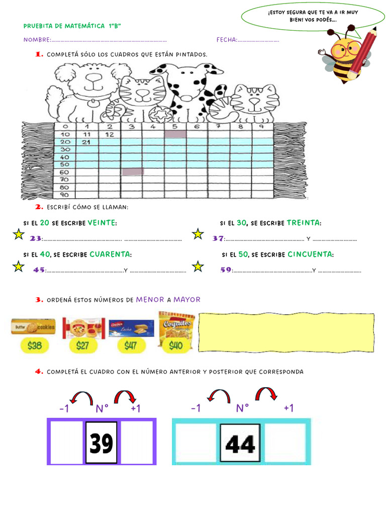 Prueba de Matemáticas y Lenguaje 1B | PDF | Hogar, jardinería y bricolaje