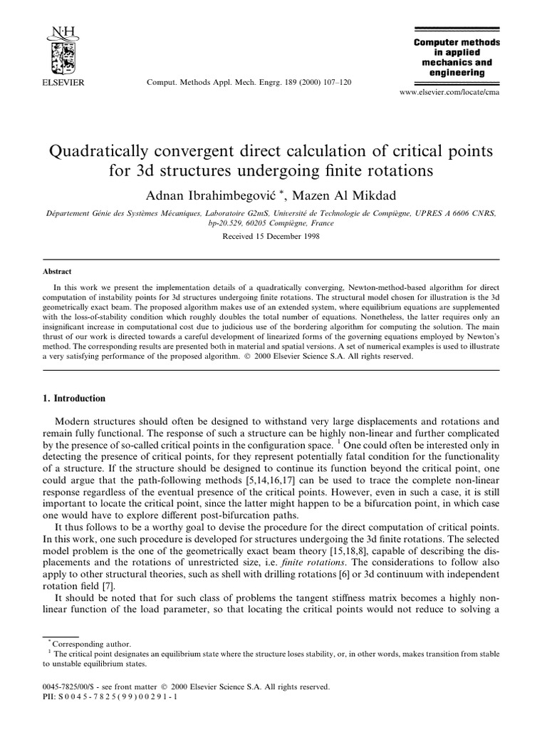 324-Quadratically Convergent Direct Calculation of Critical Points For 3d Structures Undergoing ...