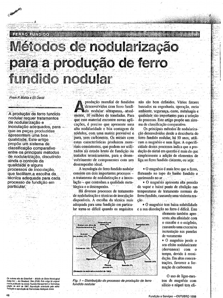 Métodos de Nodularização para A Produção de Ferro Fundido Nodular | PDF