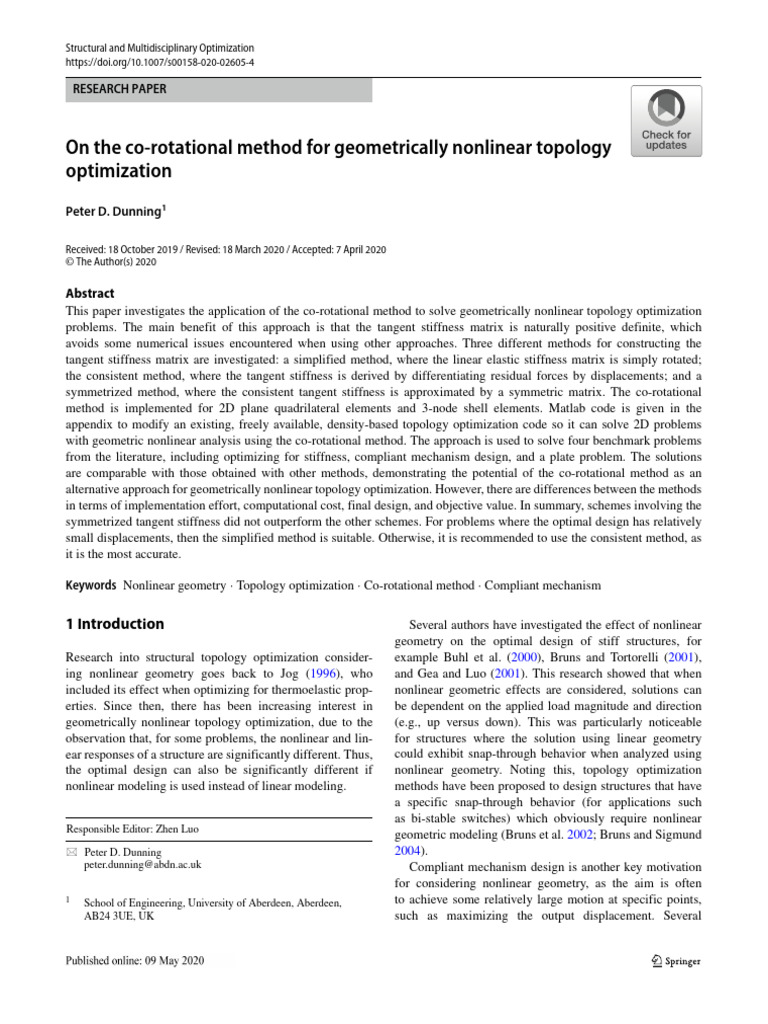 342-On The Co-Rotational Method For Geometrically Nonlinear Topology Optimization | PDF | Matrix ...