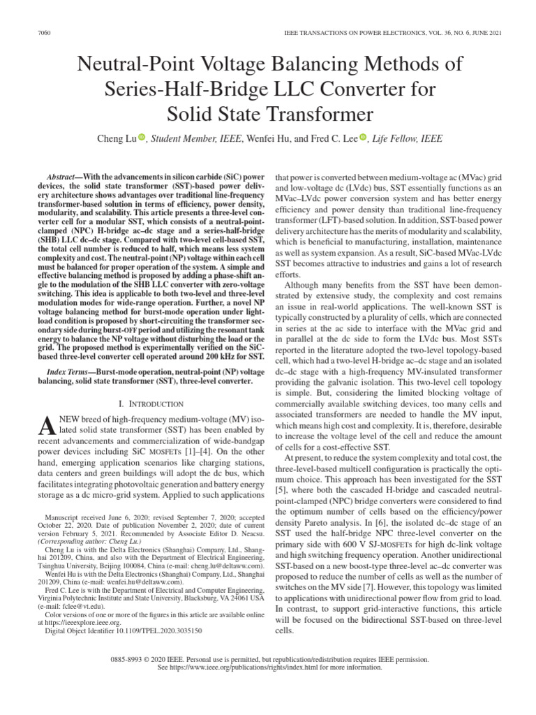 Neutral-Point Voltage Balancing Methods of Series-Half-Bridge LLC ...