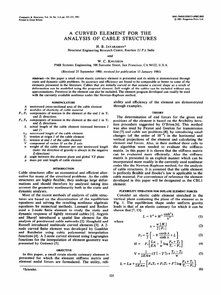 Catenary Element for Cable Analysis | PDF | Elasticity (Physics ...