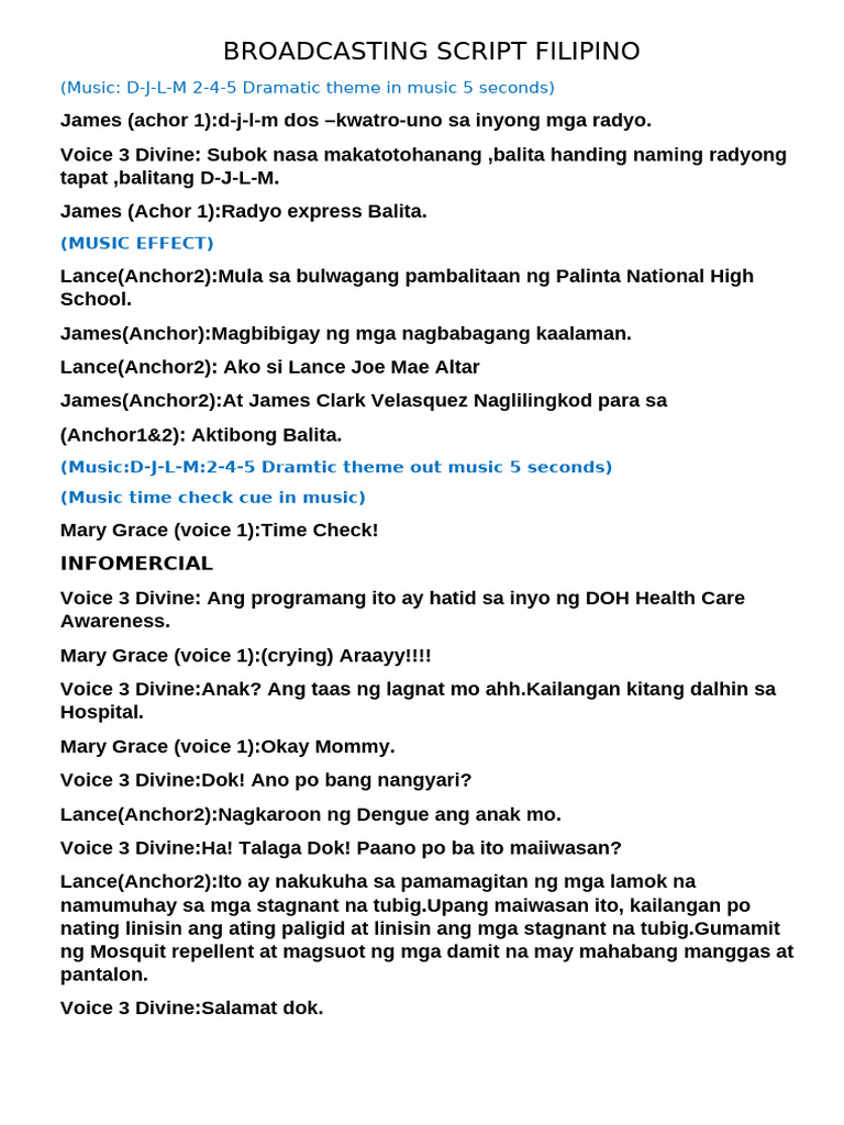 Broadcasting Script Filipino | PDF