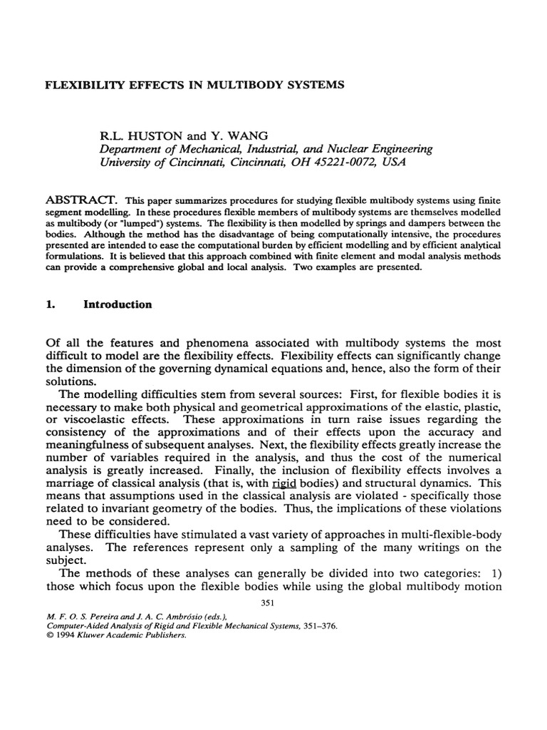 383-Flexibility effects in multibody systems | PDF | Kinematics | Velocity
