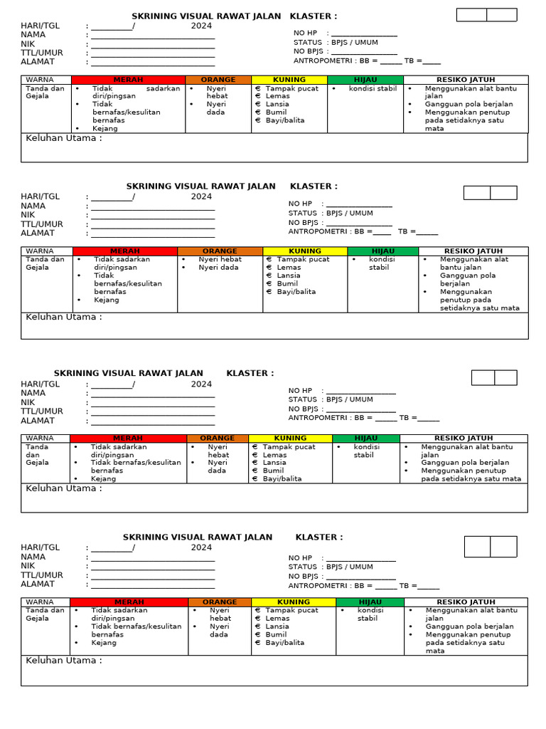 Skrining Visual Rawat Jalan A4 | PDF