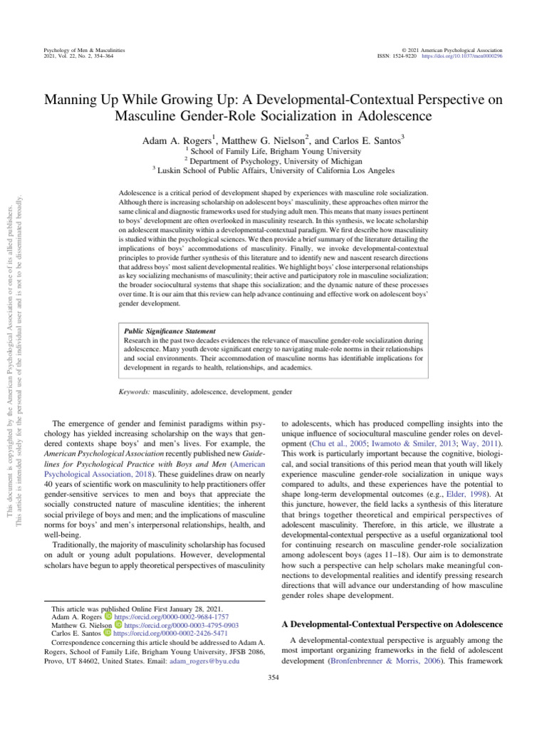 Developmental-Contextual Perspective Onmasculine Gender-Role ...