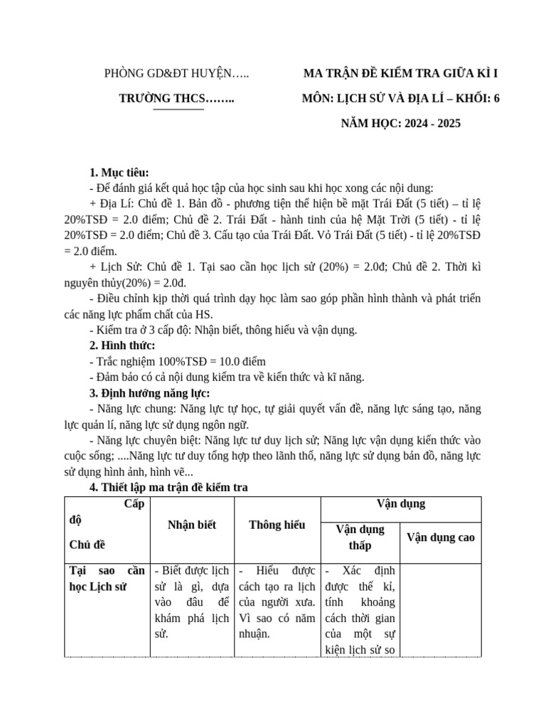 De Thi GK1 Mon LS DL 6 Sach CTST de 5 | PDF