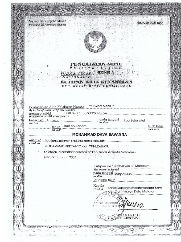 Akta Kelahiran Anak Ditanggung | PDF