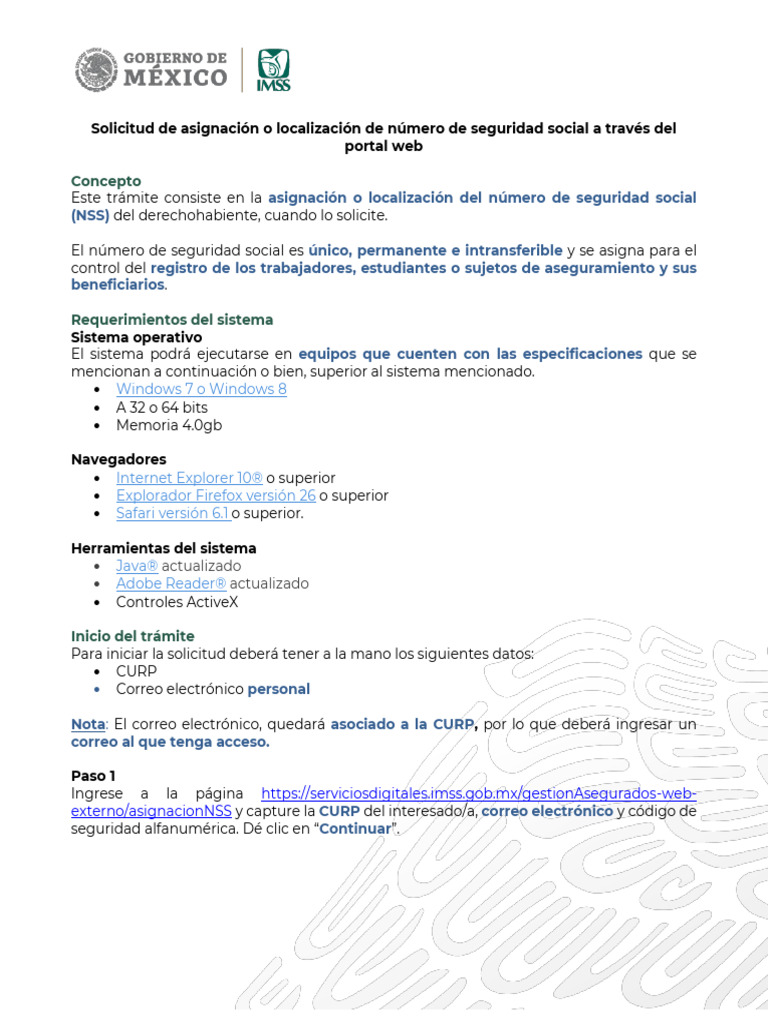 50 - 2 - 2 Asignación o Localización de NSS (Portal) | PDF | Informática