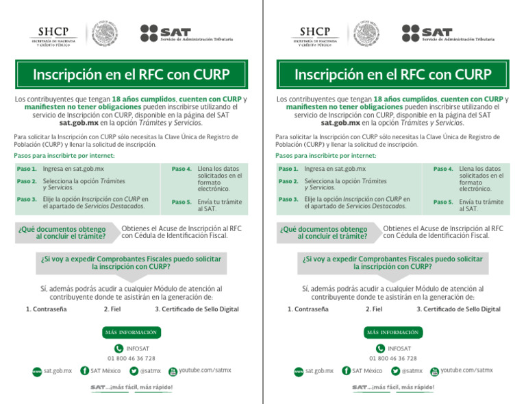 Volante Inscripción en El RFC Con CURP PDF | PDF
