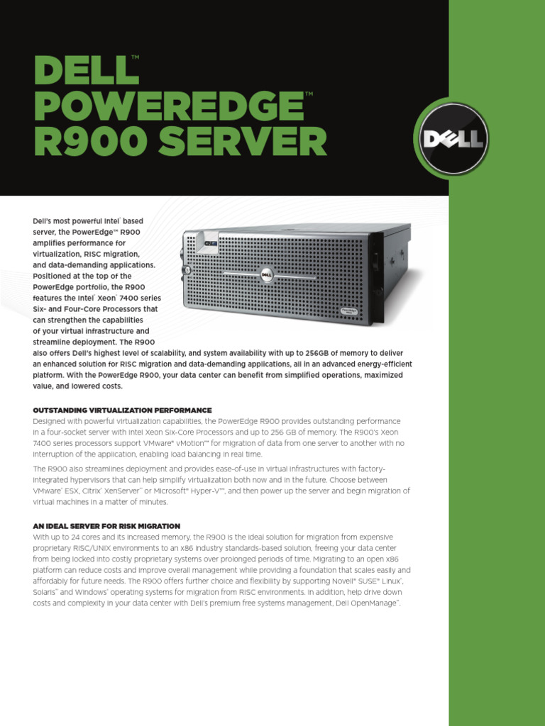 Server Poweredge r900 Specs en | PDF | Hyper V | V Mware