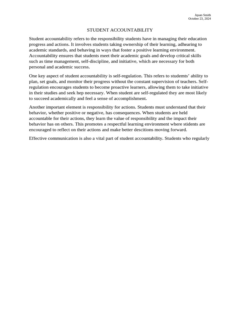Student Accountability Edpm | PDF