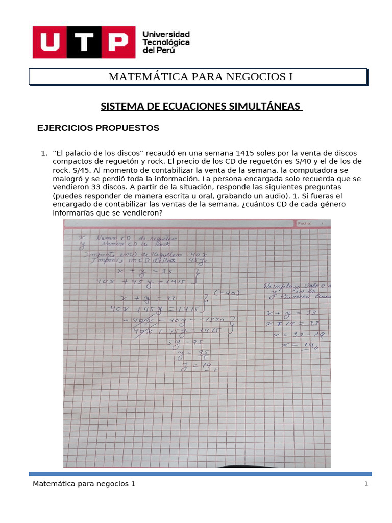 S12 - s1 - Resolver Ejercicios-Solución de Ecuaciones | PDF | Disco compacto
