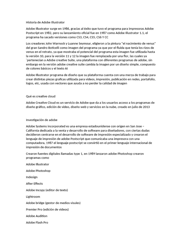 Historia de Adobe Illustrator | PDF | Arte | Informática
