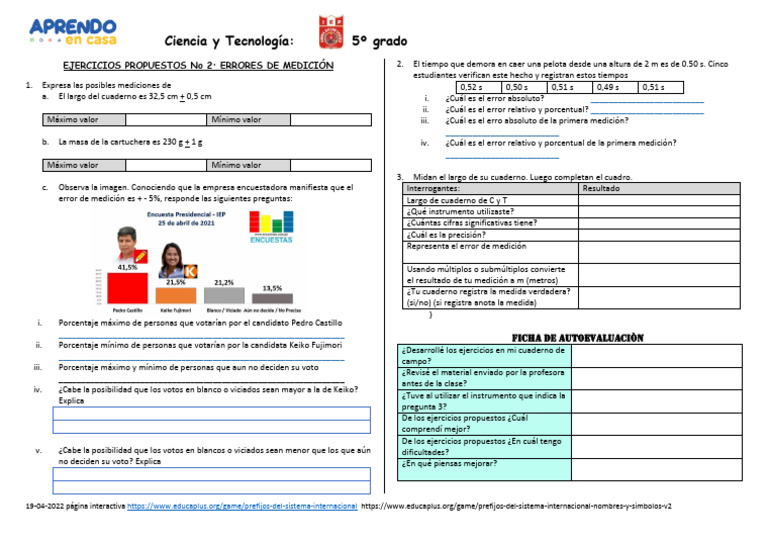 Ejercicios 2-5to-Sem4 | PDF | Medición | Science