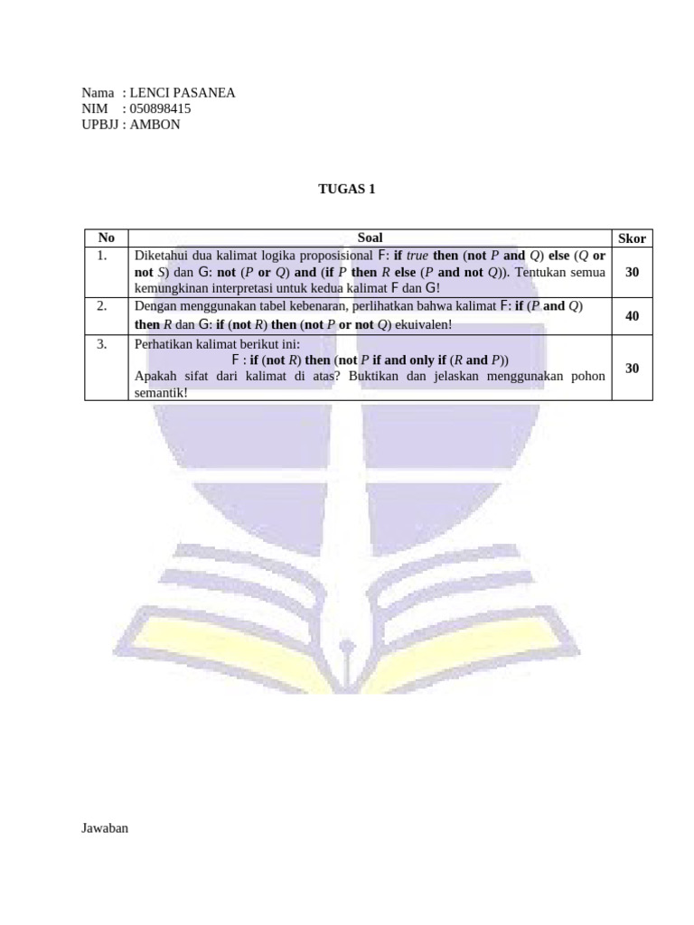 Tugas 1 Logika Informatika Ahmad Afandi | PDF