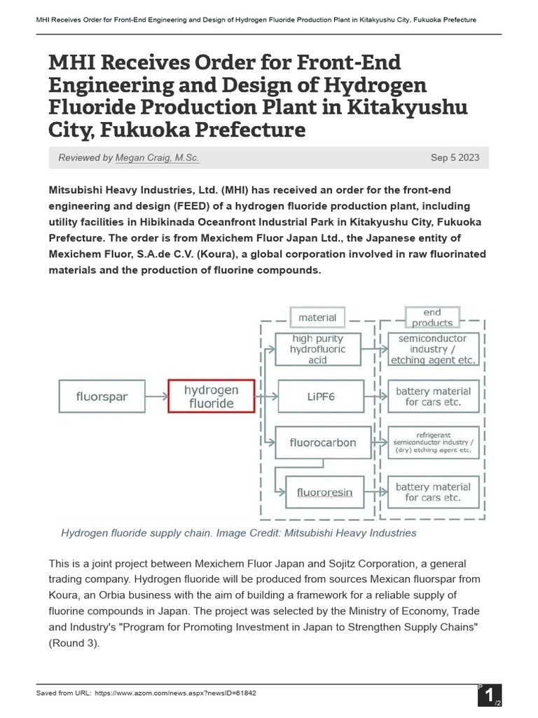 3 61842 202309050811 MHI Receives Order For Front End Engineering and Design of Hydrogen ...