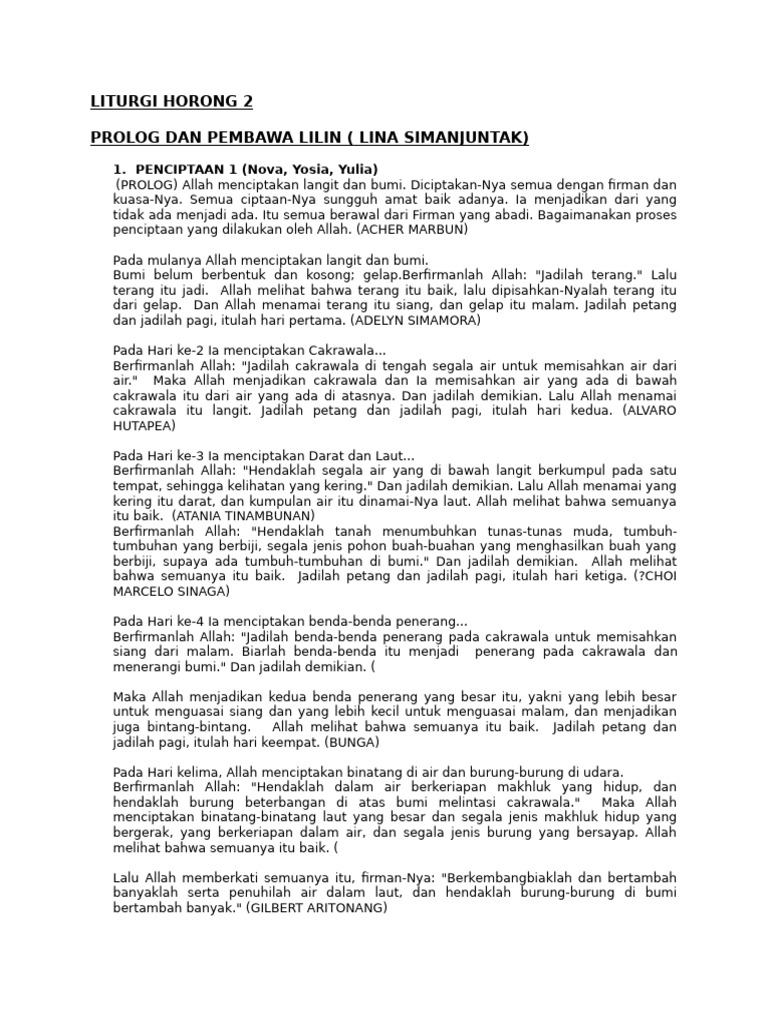 Liturgi Penciptaan dan Kejatuhan Manusia | PDF