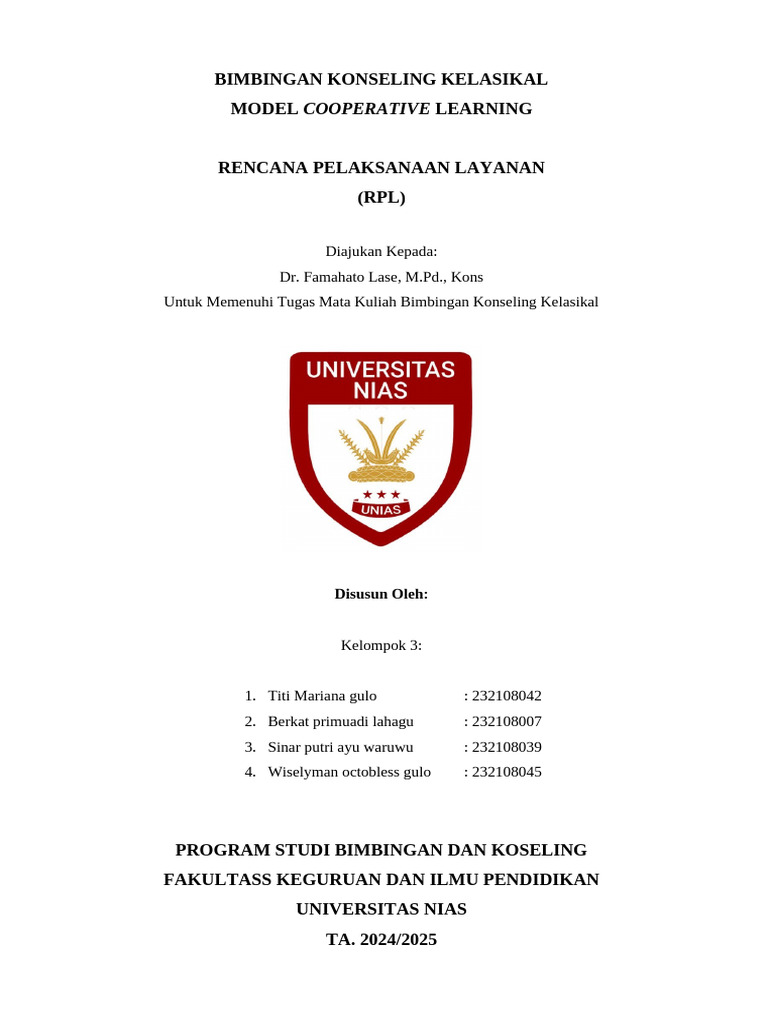 RPL Kel.3 BK Kelasikal Model Cooperative Learning | PDF