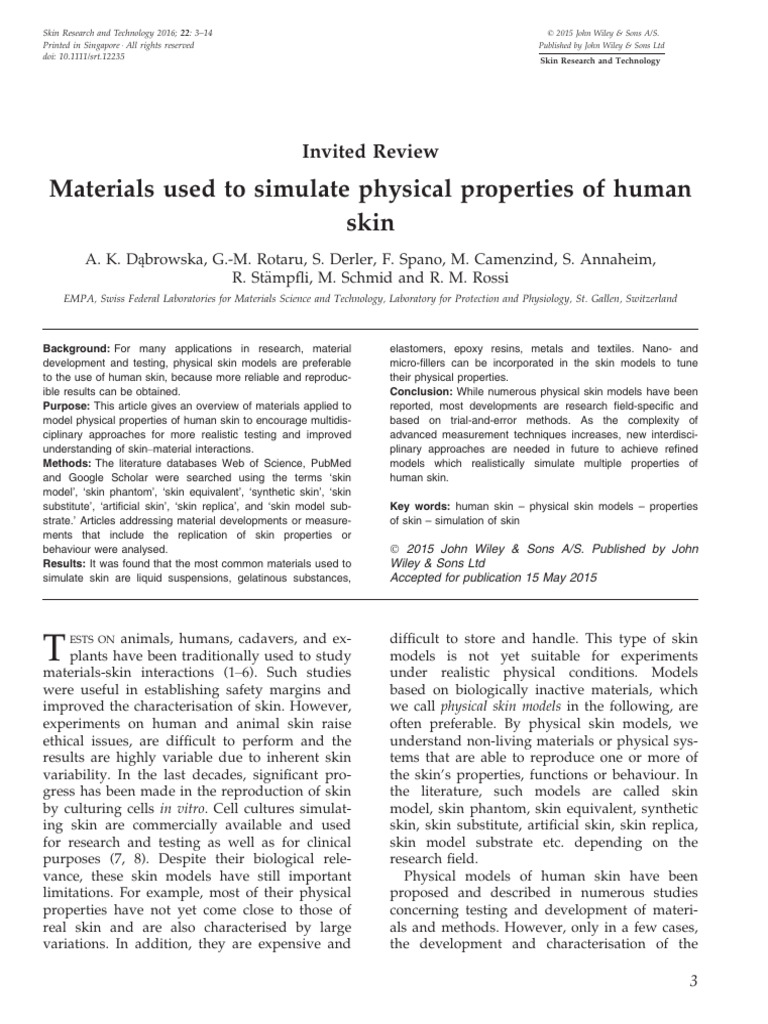 Skin Research and Technology - 2015 - Dąbrowska - Materials Used To ...