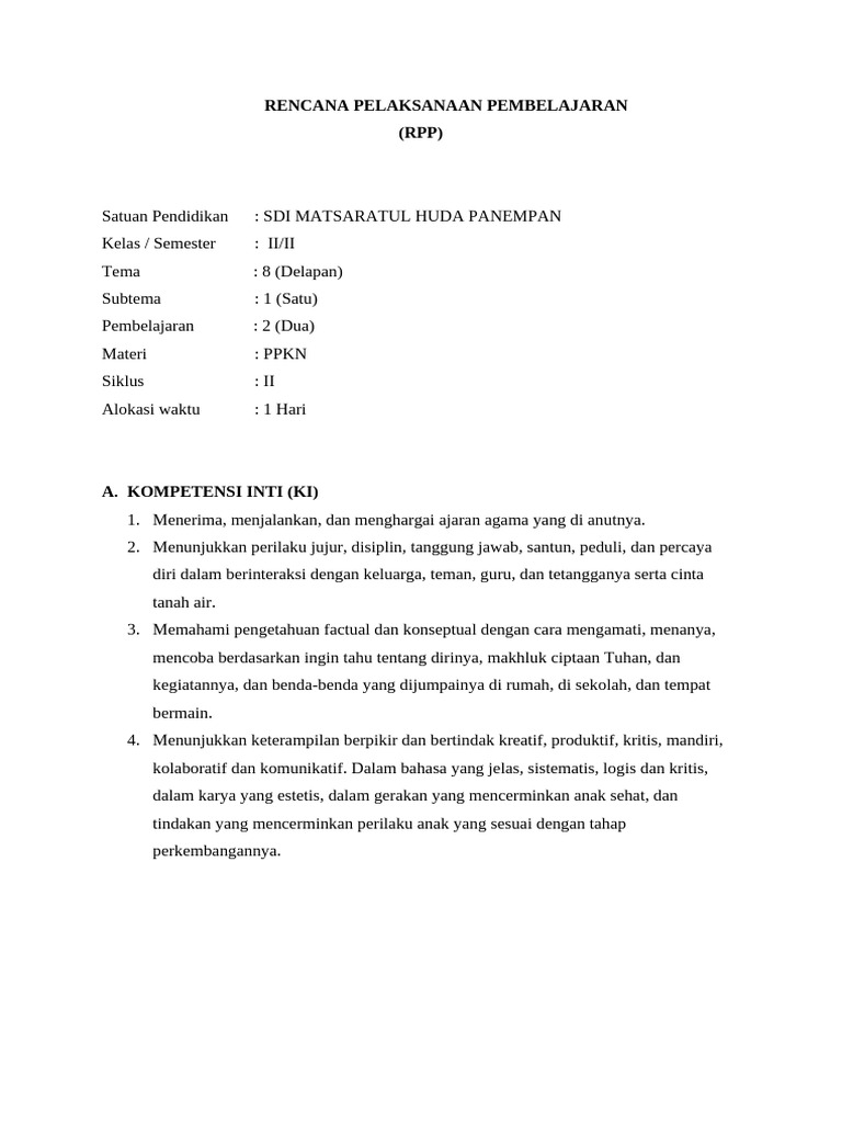 RPP SIKLUS II Baru | PDF