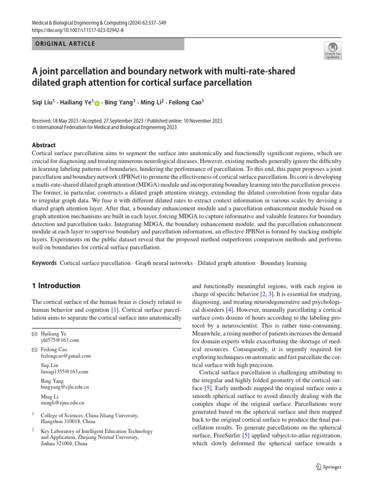 Cortical Surface Parcellation with JPBNet | PDF | Applied Mathematics