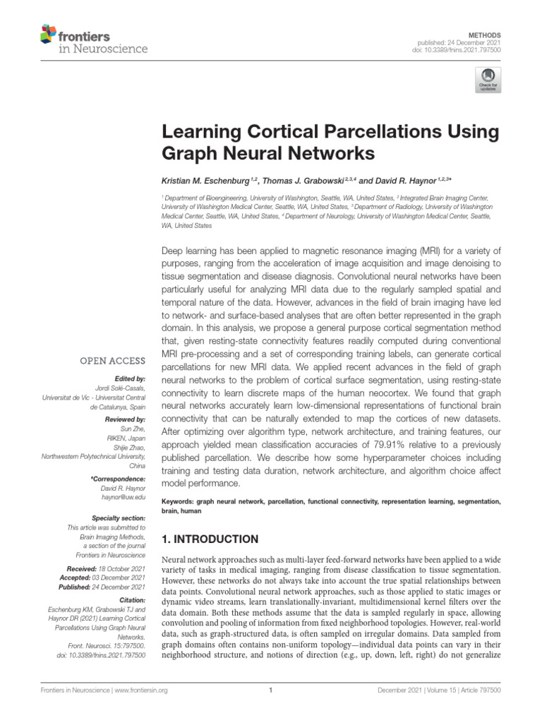 Learning Cortical Parcellations Using Graph Neural Networks | PDF | Artificial Neural Network ...