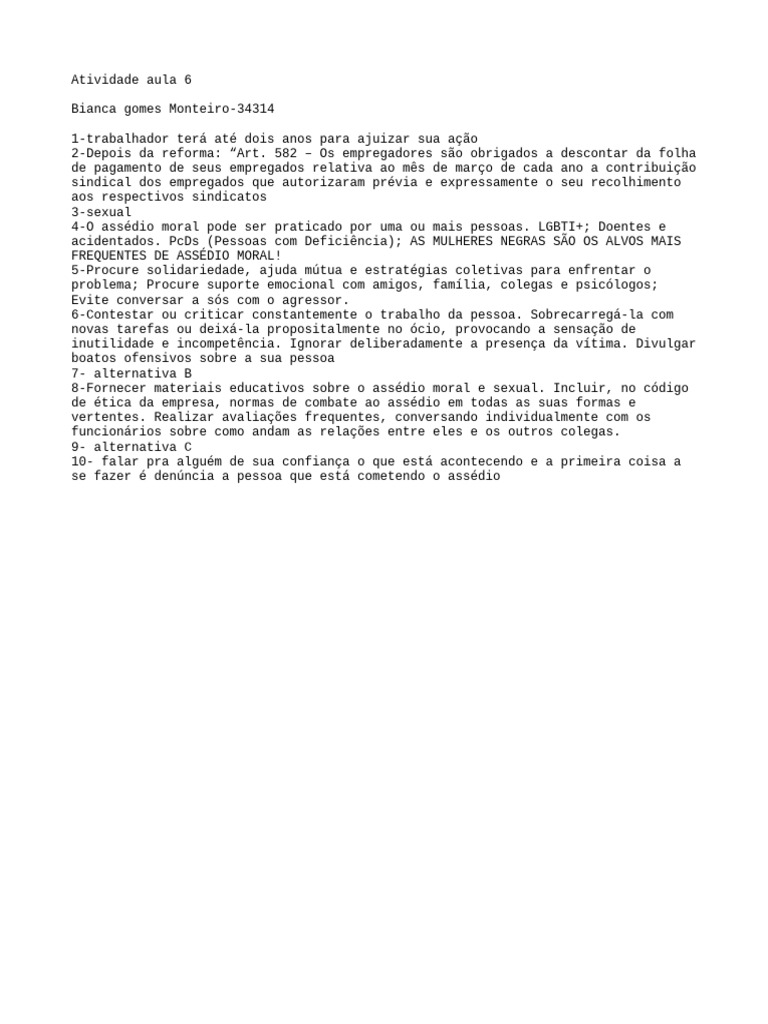 Atividade Aula 6 | PDF