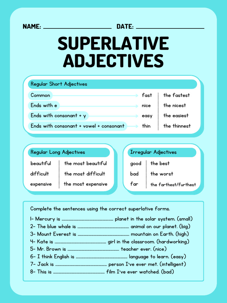 Superlative Adjectives Grammar Worksheet - 20241031 - 131757 - 0000 | PDF | Language Arts ...