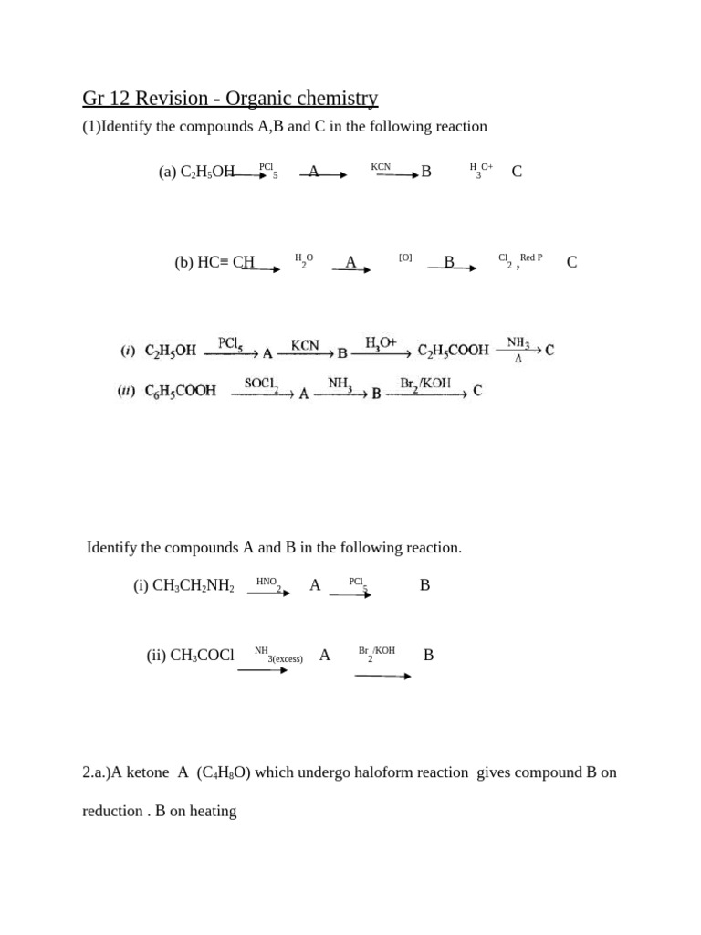 GR 12 Rev Organic Chemistry | PDF | Chemical Substances | Chemical ...