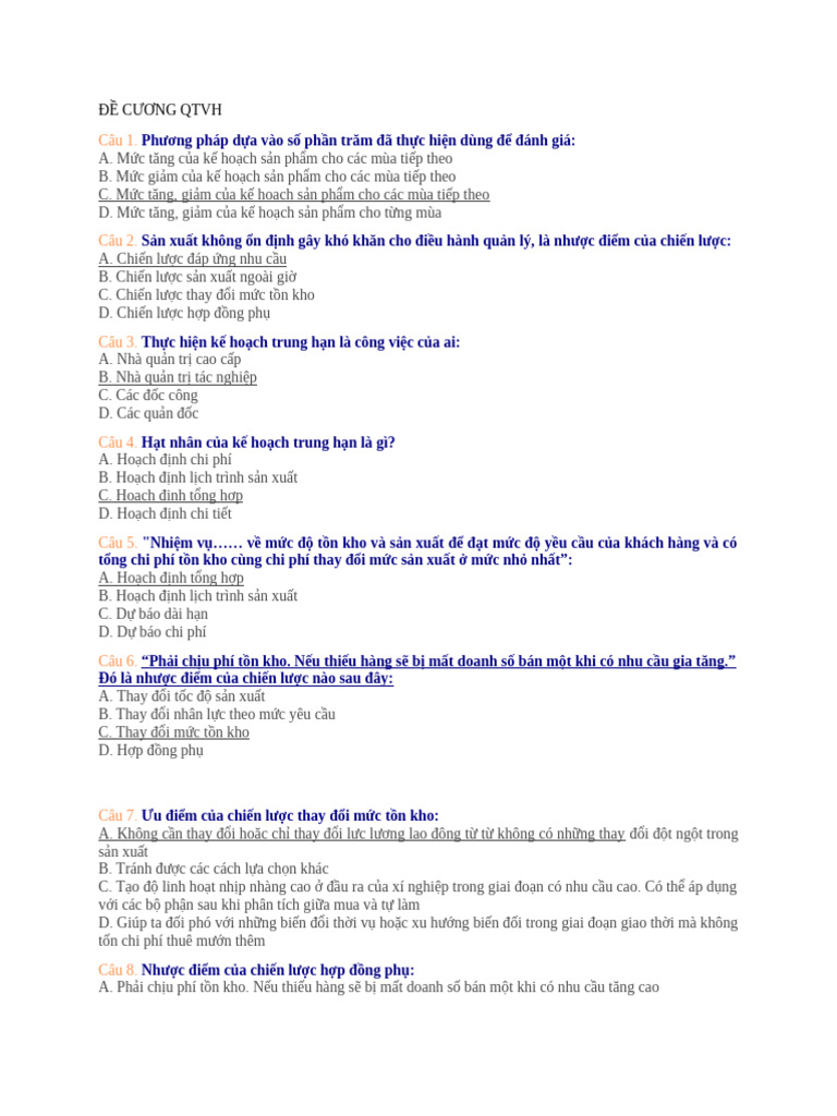 ĐỀ CƯƠNG QTVH | PDF