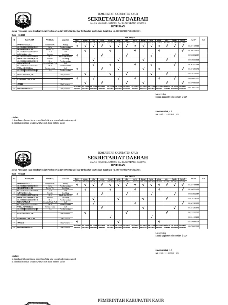 Absen WFH Juni | PDF